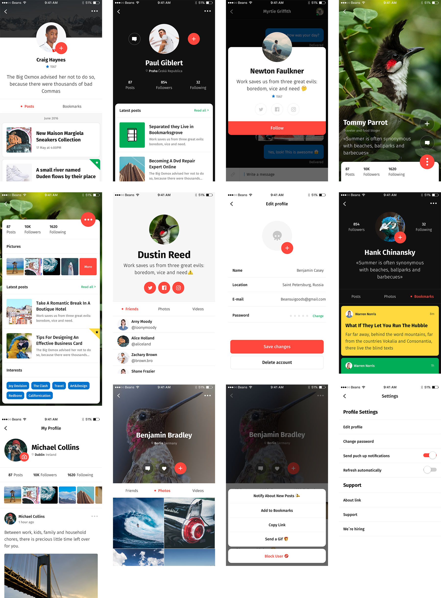 Glue用户资料界面app Ui设计素材ui设计ui教程 Uirush素材库net