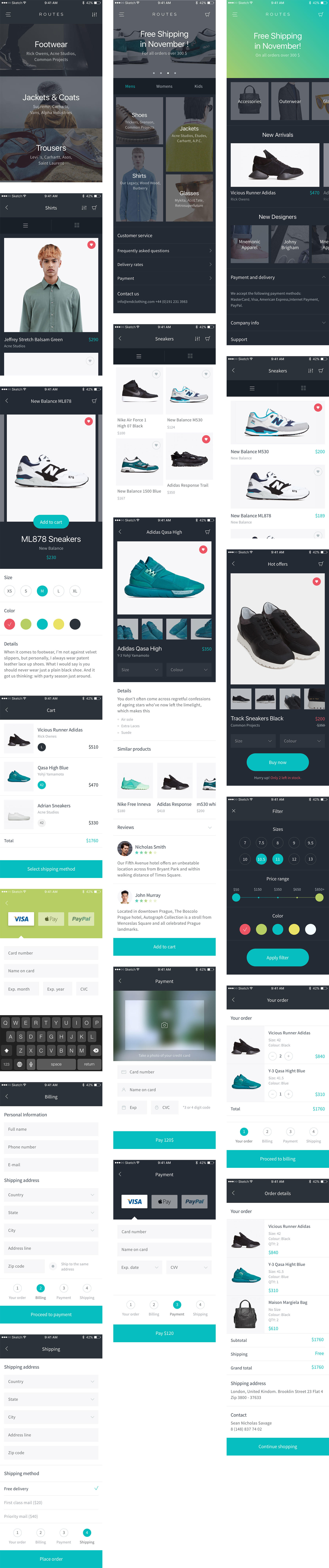Routes电商应用界面ui素材 Ui设计 Ui教程 Uirush素材库 Net