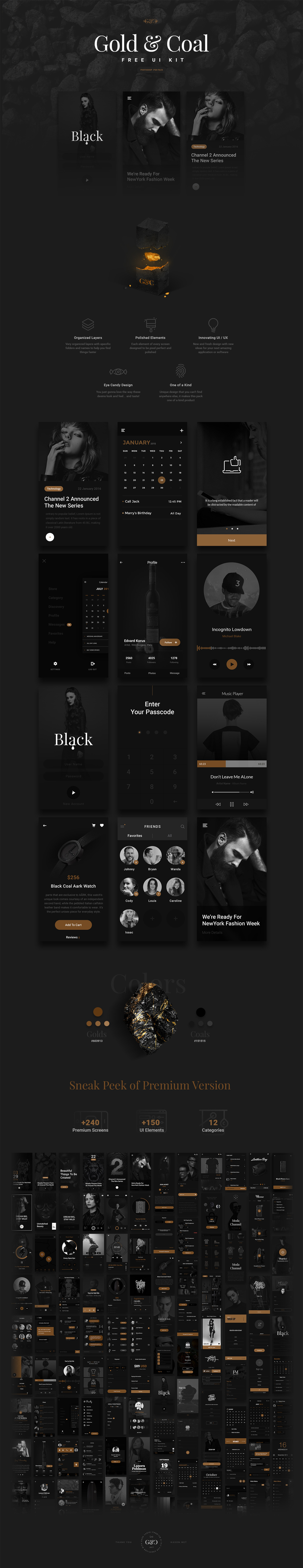Gold & Coal UI_UI设计_UI教程 - Uirush素材库.net