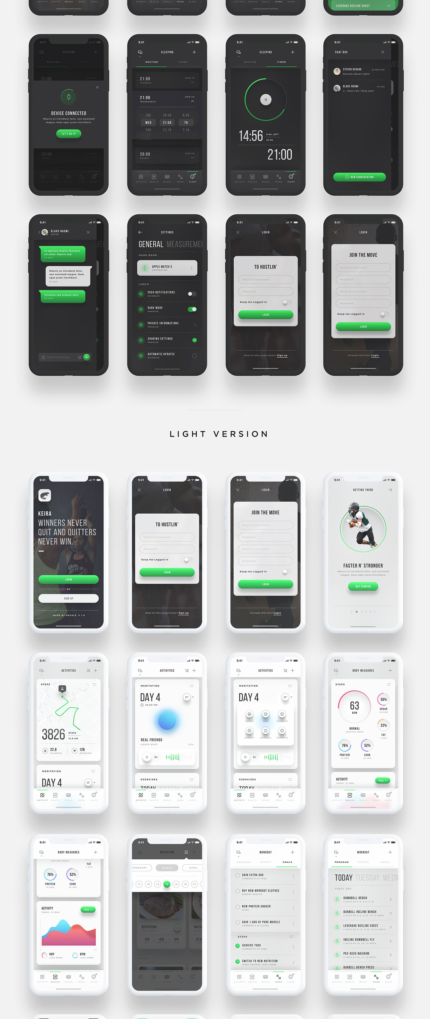 深浅2套运动健身类App_UI设计_UI教程 - Uirush素材库.net