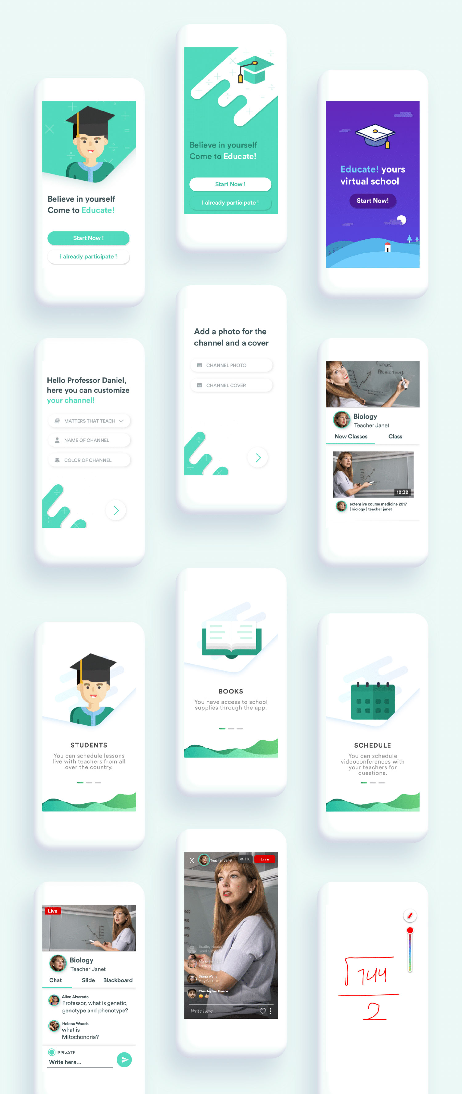 全套教育类App_UI设计_UI教程 - Uirush素材库.net