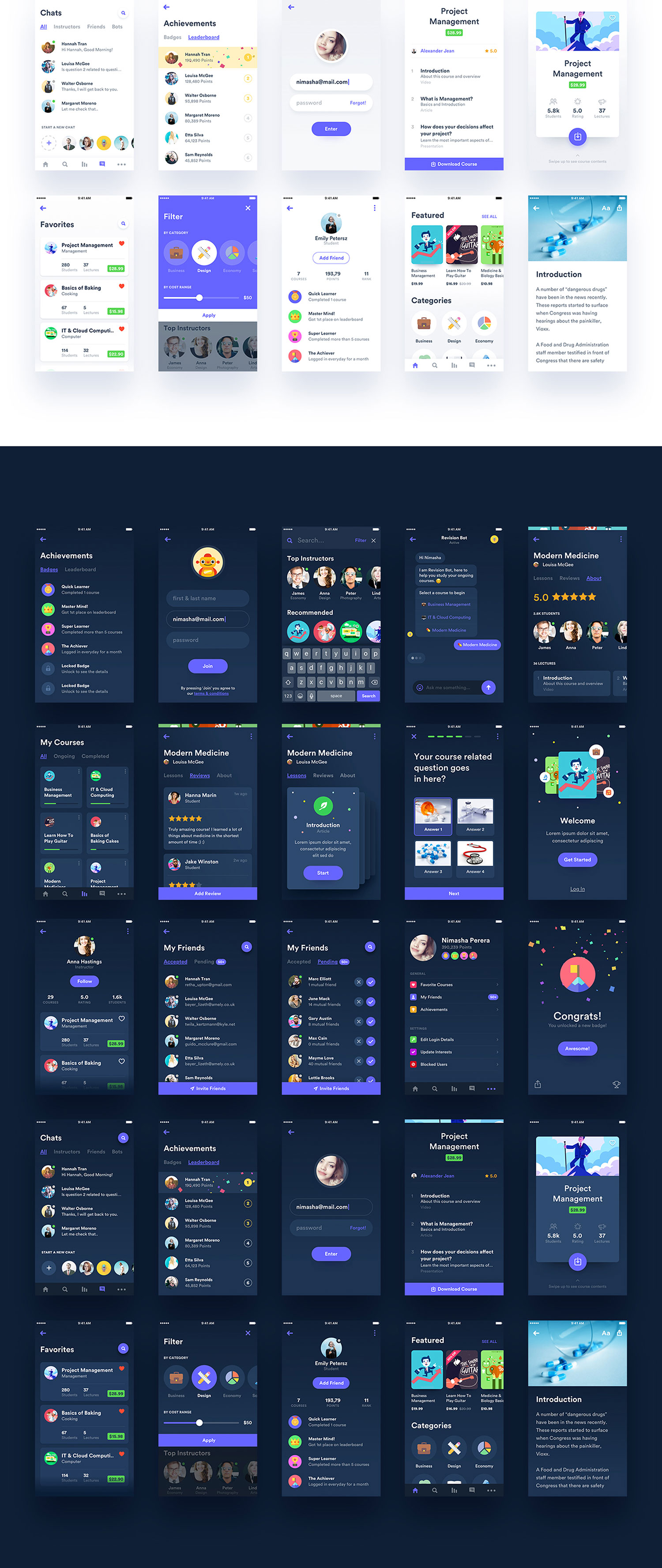Learnr深浅2套教育类App_UI设计_UI教程 - Uirush素材库.net