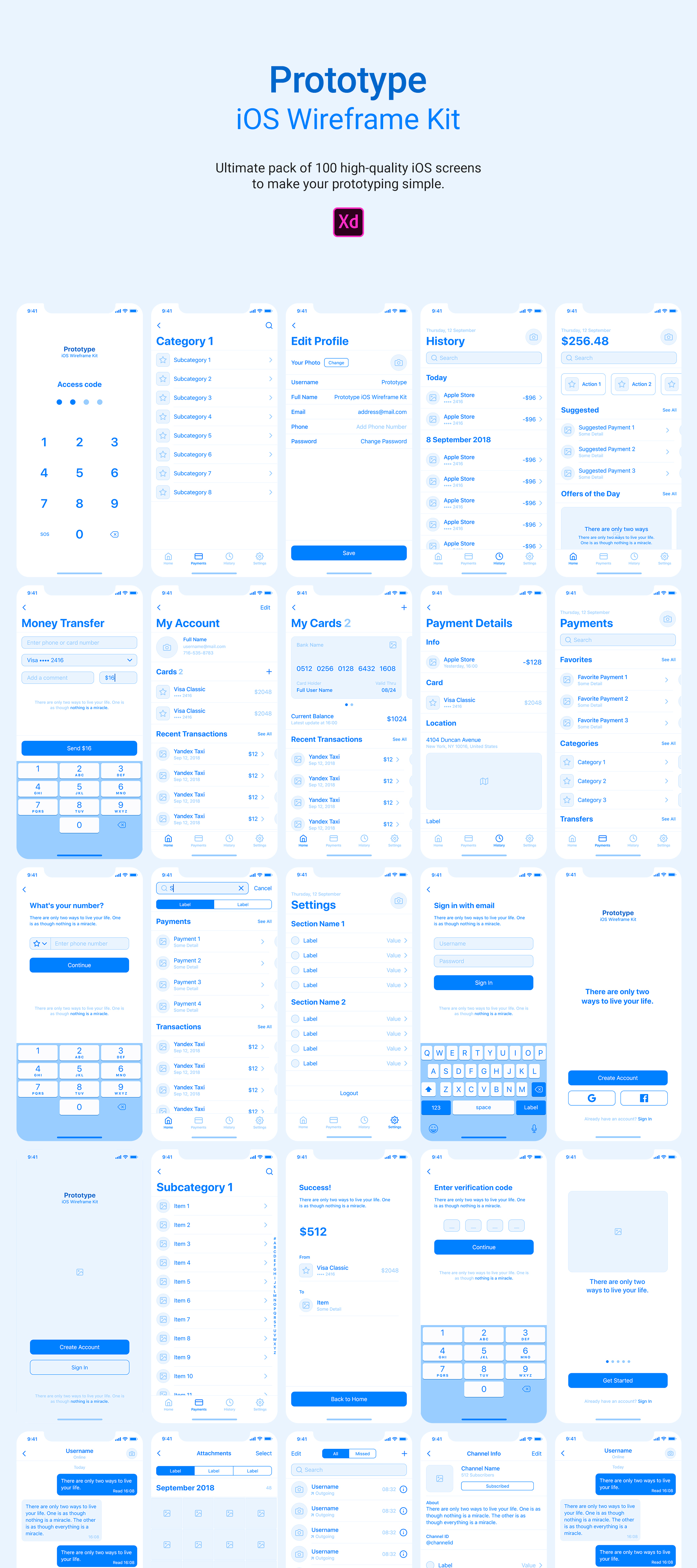 全套iOS XD框架原型_UI设计_UI教程 - Uirush素材库.net