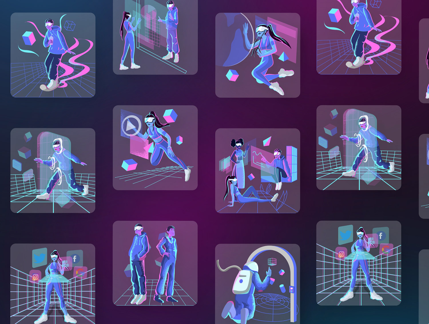 10套元宇宙迷幻风插画_UI设计_UI教程 - Uirush素材库.net